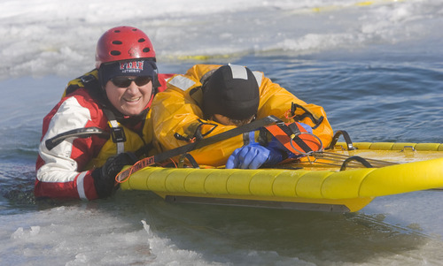 UFA ice rescue crews train in Herriman - The Salt Lake Tribune