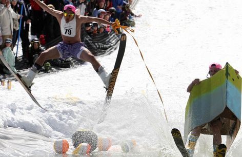 Pond skimming brings out the silly side of competitors - The Salt Lake ...