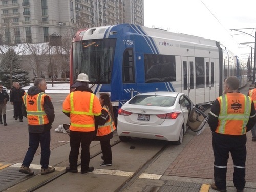 Collision with car derails TRAX train in downtown Salt Lake - The Salt ...