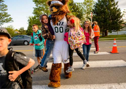 Jazz Bear works with UDOT to promote walking to school - The Salt Lake ...
